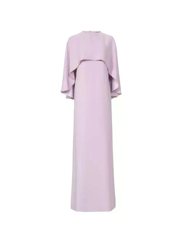 Costarellos Orianna Crystal-embellished Cape Maxi Dress - Purple