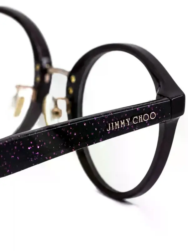 JIMMY CHOO Round Frame Glitter Embellished Glasses