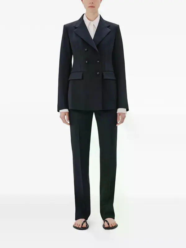 Another Tomorrow Double-breasted Structured Blazer