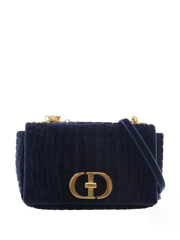 Dior Embroidered Velvet Caro Bag - Blue