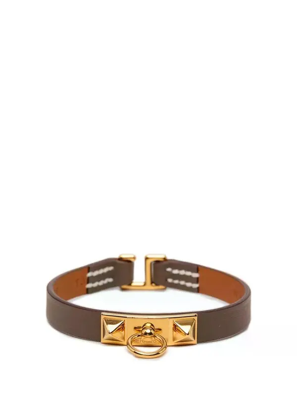 Hermès Swift Leather Rivale Mini Bracelet With Gold-tone Hardware - Brown