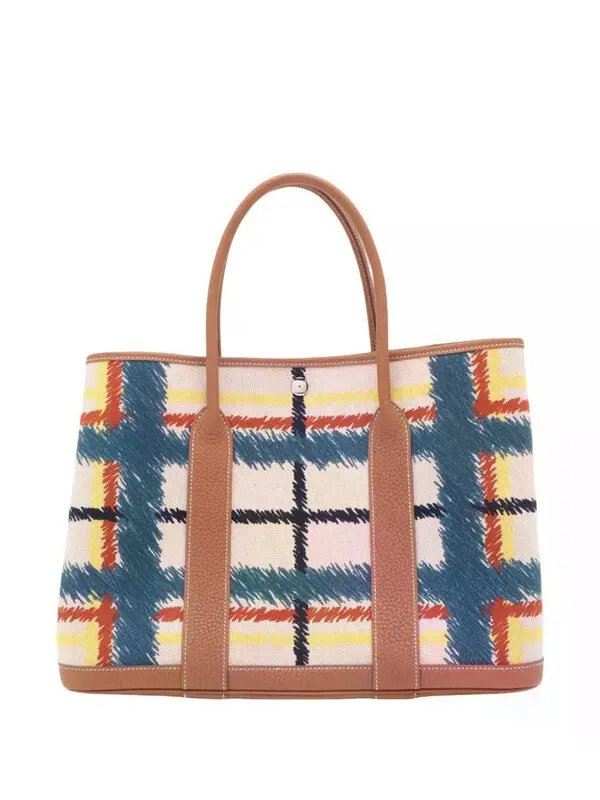 Hermès 2024 Toile And Negonda Tartan Cross Garden Party 36 Tote Bag - Neutrals