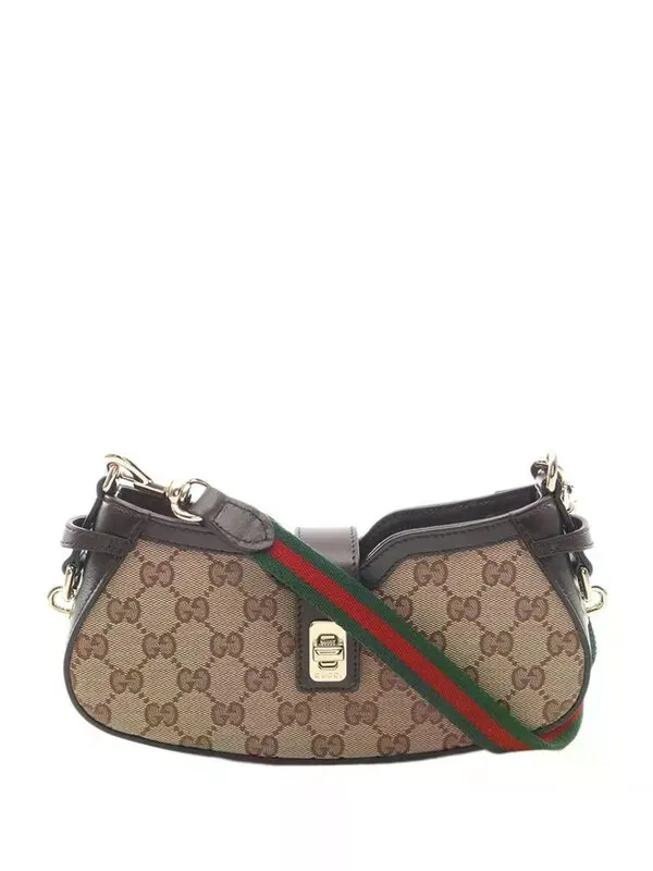 Gucci 2016-2026 Mini Gg Canvas Web Moon Side Shoulder Bag - Neutrals