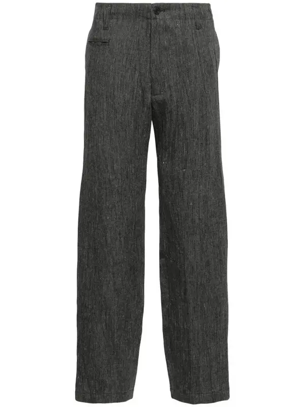Yohji Yamamoto Dark Linen Tapered Leg Trousers