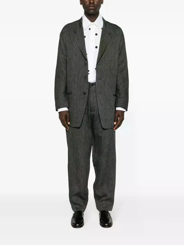 Yohji Yamamoto Dark Linen Tapered Leg Trousers
