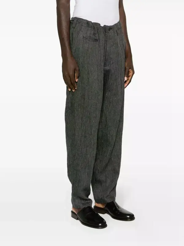 Yohji Yamamoto Dark Linen Tapered Leg Trousers