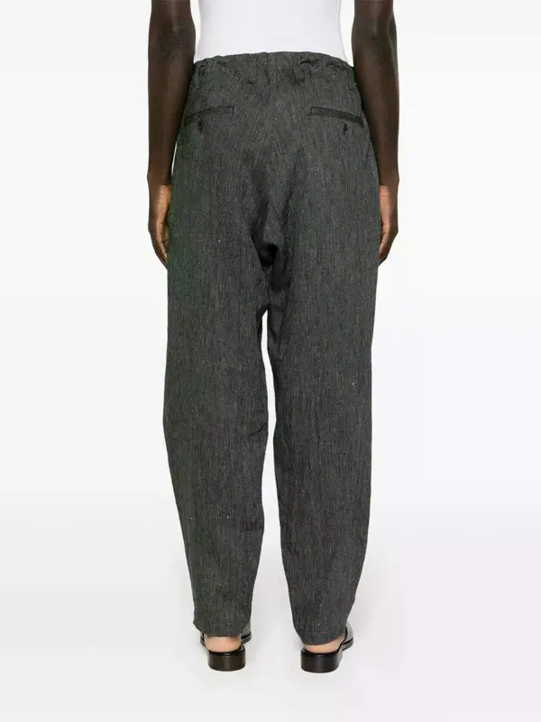 Yohji Yamamoto Dark Linen Tapered Leg Trousers