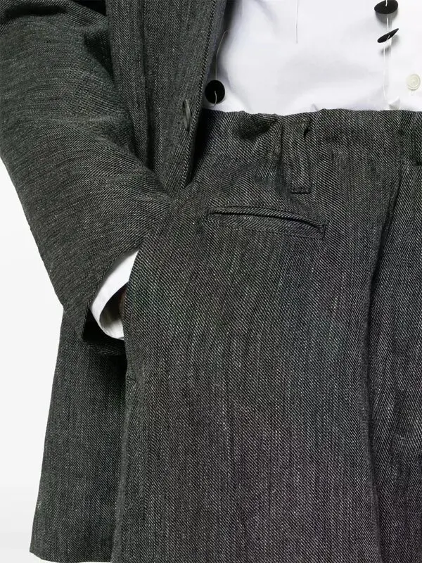 Yohji Yamamoto Dark Linen Tapered Leg Trousers