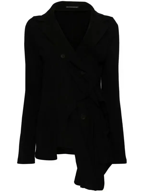 Yohji Yamamoto Notched Lapel Asymmetric Blazer - Black