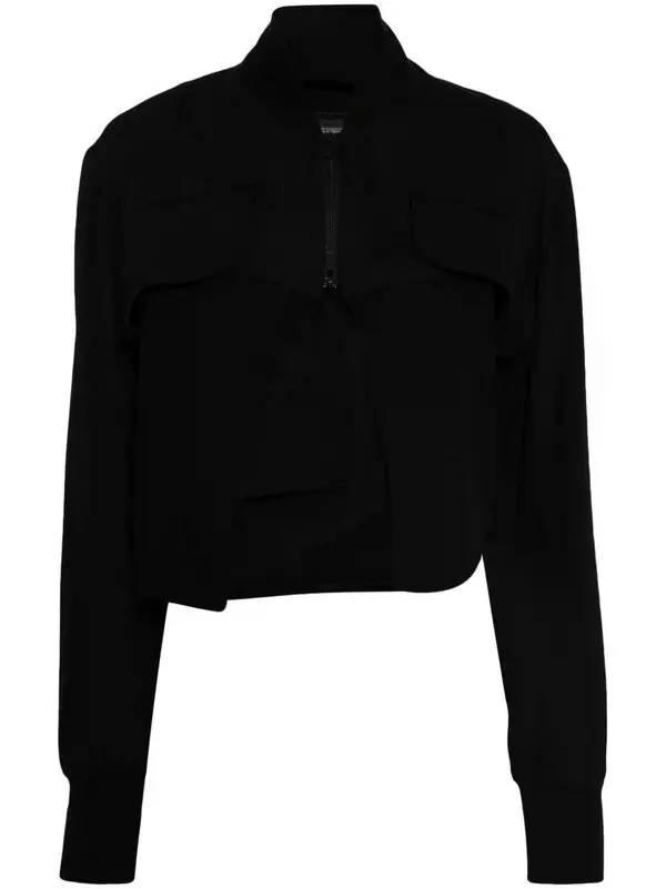 Yohji Yamamoto Layered Cropped Bomber Jacket - Black