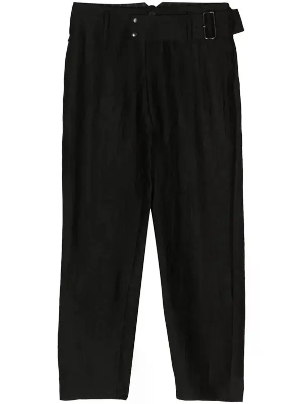Yohji Yamamoto Belted Straight-leg Trousers - Black