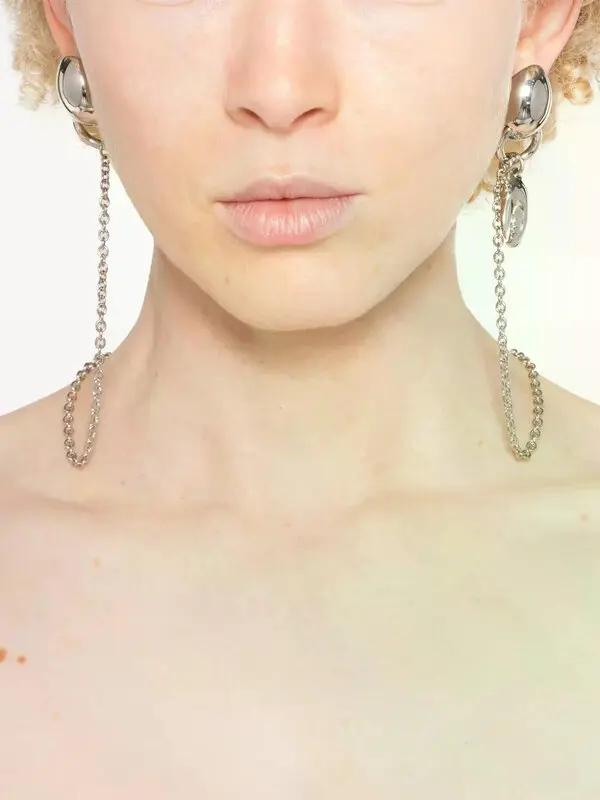 Acne Studios Tone Brass Pendant Chain-link Earrings