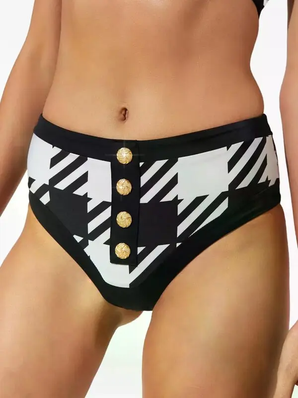 Beach Riot Isle Houndstooth Button Bikini Bottom - Black