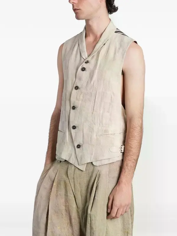 ZIGGY CHEN Check-pattern Asymmetric Waistcoat