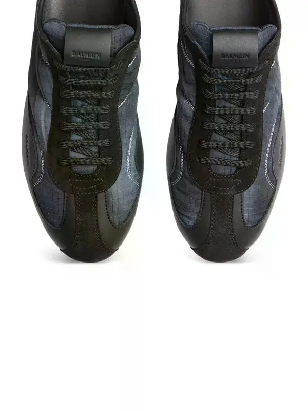 Balmain Racing Low Trainers In Nylon And Leather - Blue