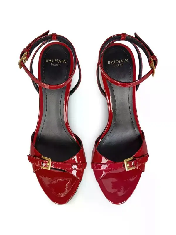 Balmain Anthem Sandals In Smooth Calfskin Leather