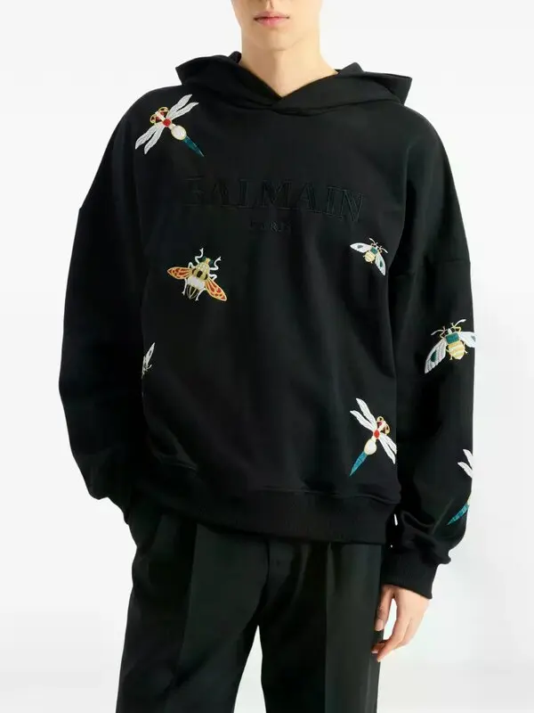 Balmain Embroidered Insect Hoodie