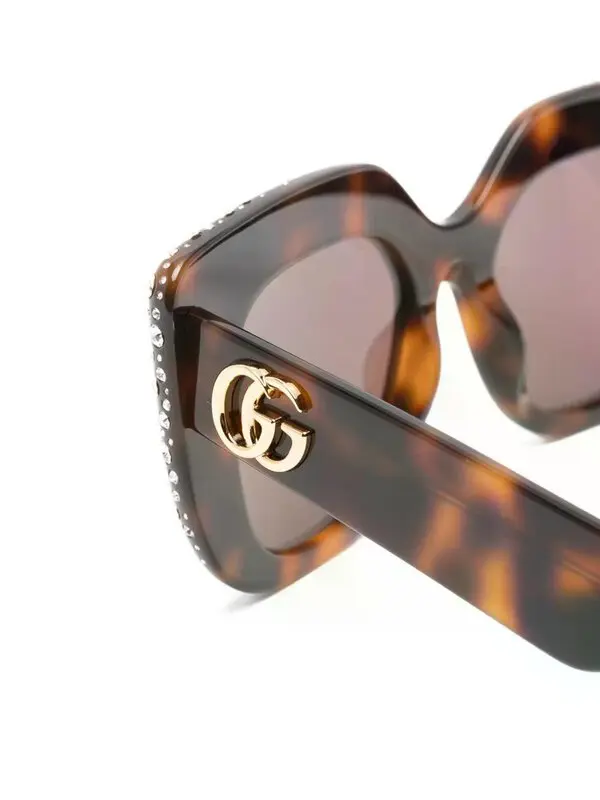 Gucci Crystal-embellished Square-frame Sunglasses