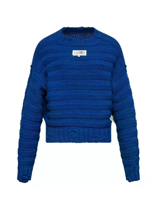 MAISON MARGIELA Distressed Wool Jumper - Blue