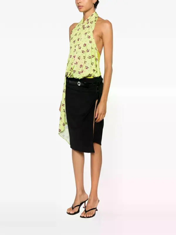 Coperni Draped Floral-print Bodysuit