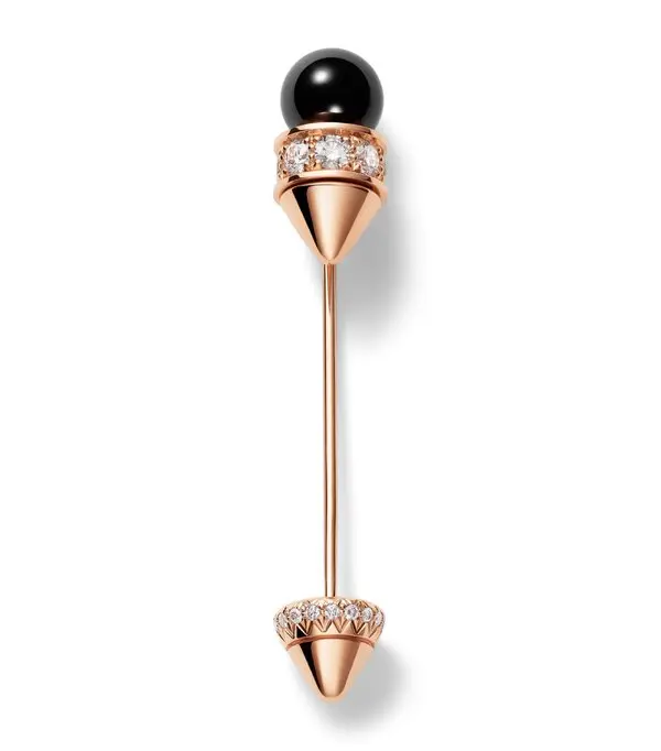 Cartier Rose Diamond And Onyx Tie Pin - Gold