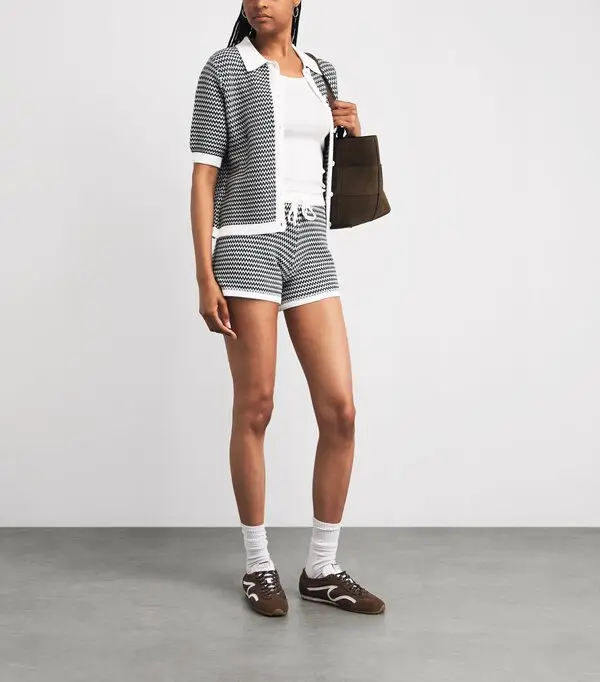 Varley Cotton Knitted Zigzag Shorts - Grey