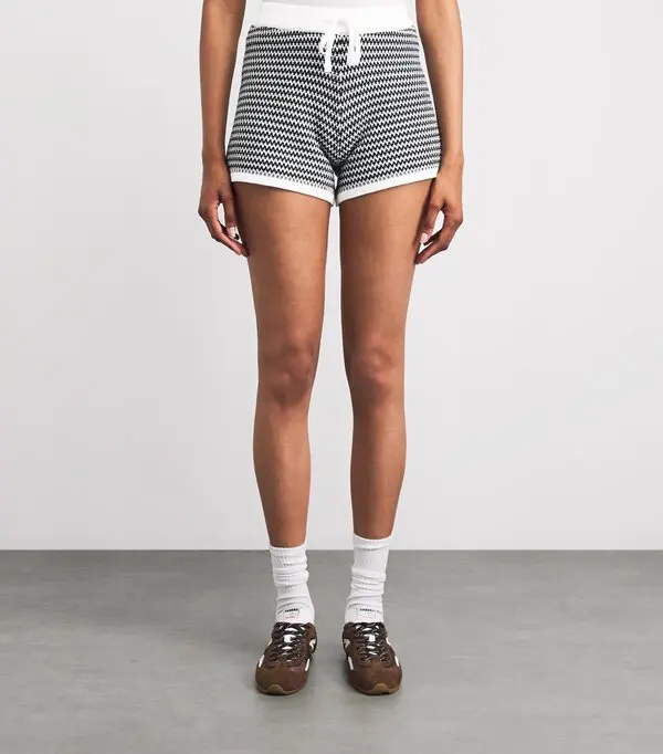 Varley Cotton Knitted Zigzag Shorts - Grey