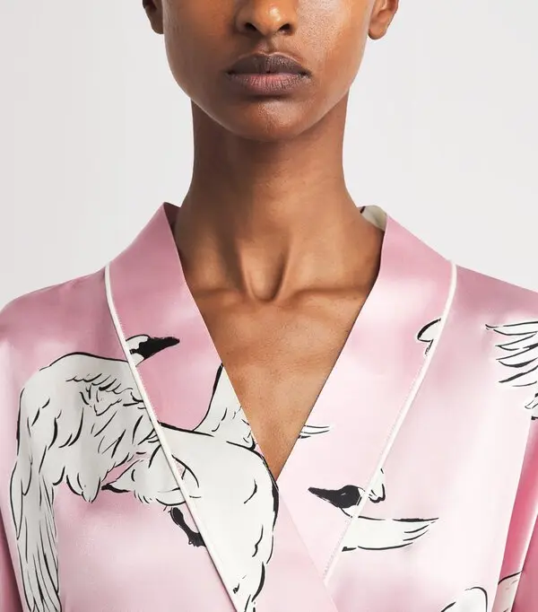 Olivia Von Halle Silk Swan Mimi Robe - Pink