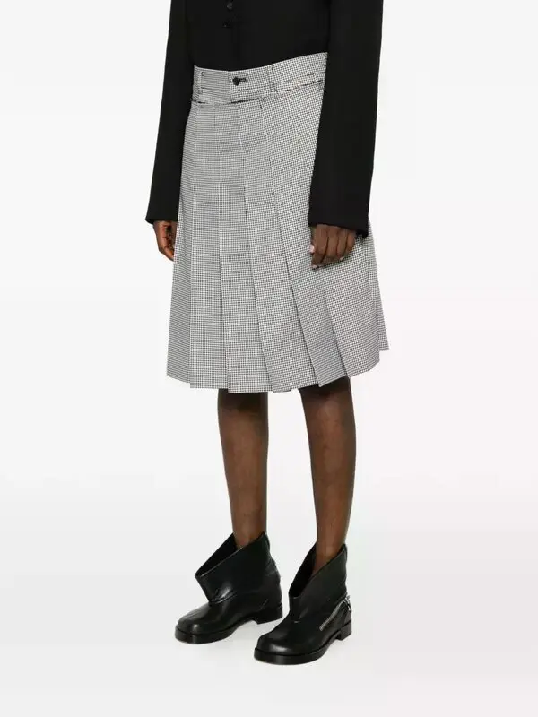 Comme Des Garçons Pleated Check Midi Skirt