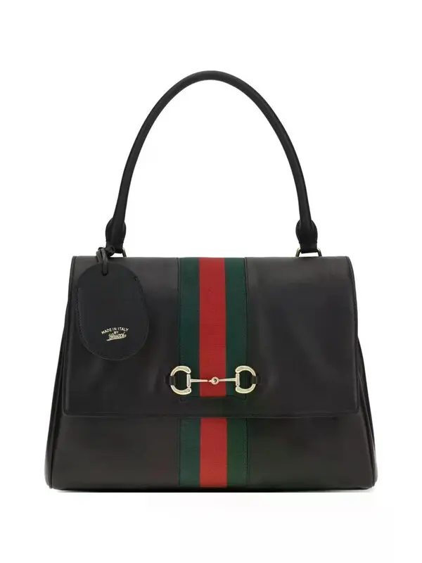 Gucci Medium Paparazzo Horsebit Web Tote Bag - Black