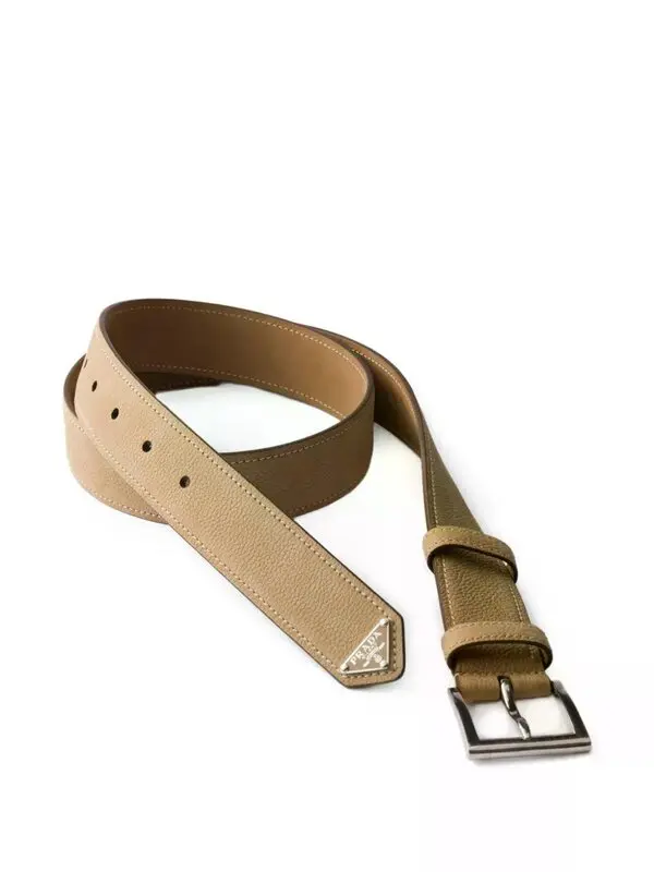 Prada Nubuck Leather Belt With Triangle Logo