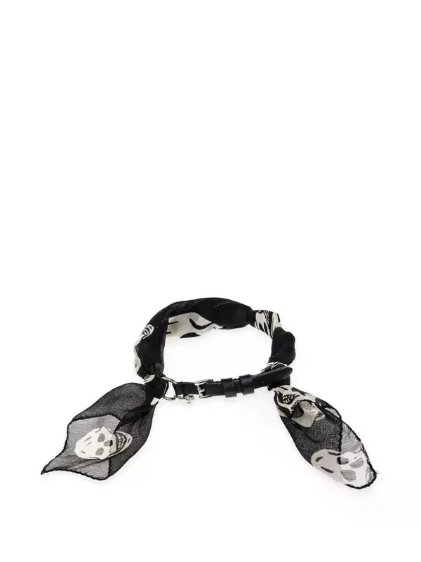 Alexander McQueen Skull Print Double Wrap Bracelet - Black