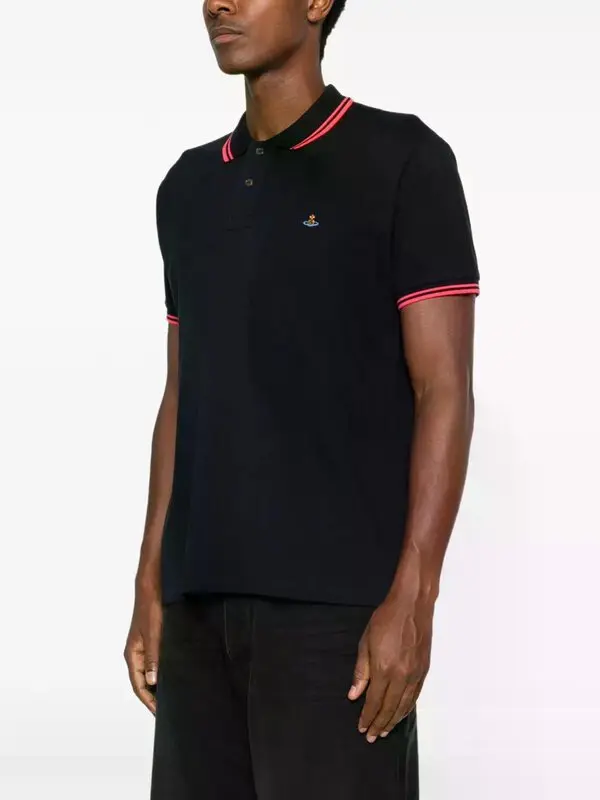 VIVIENNE WESTWOOD Classic Embroidered-detail Cotton Polo Shirt - Blue