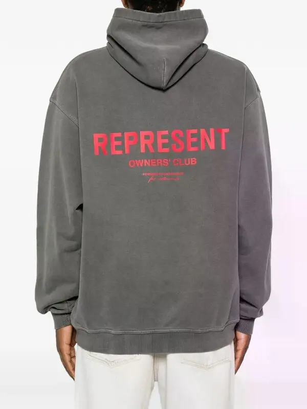REPRESENT Owners' Club Logo-print Cotton Hoodie - Grey