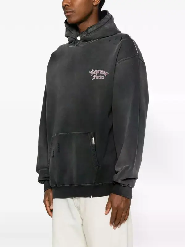 REPRESENT Duality Distressed Graphic-print Cotton Hoodie