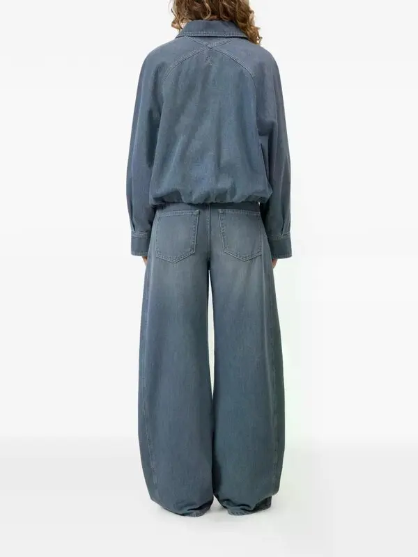 Closed Cotton Denim Jacket With Zip Fastening