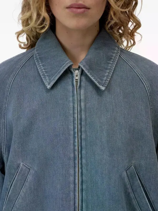 Closed Cotton Denim Jacket With Zip Fastening