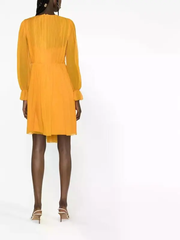 Alberta Ferretti Pleated Long Sleeve Minidress