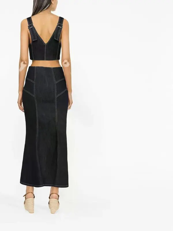 Alberta Ferretti Denim Bustier Top
