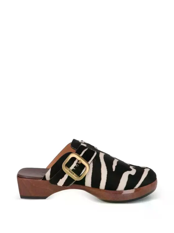 TOD'S Zebra-print Buckle Mules