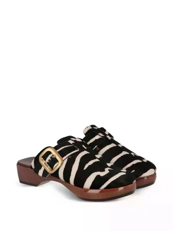 TOD'S Zebra-print Buckle Mules