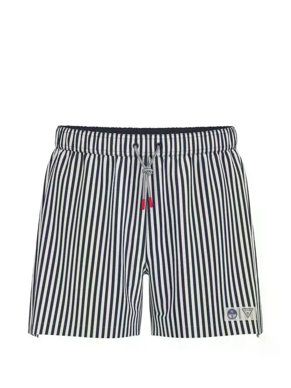 Guess Vertical Stripe Drawstring Swim Shorts - Blue