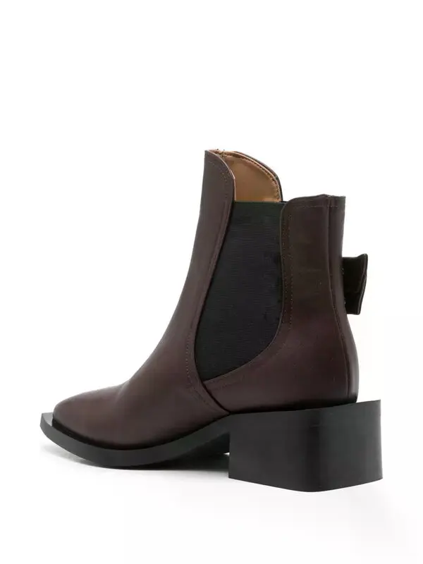 GANNI Leather Ankle Boots With Buckle Detail