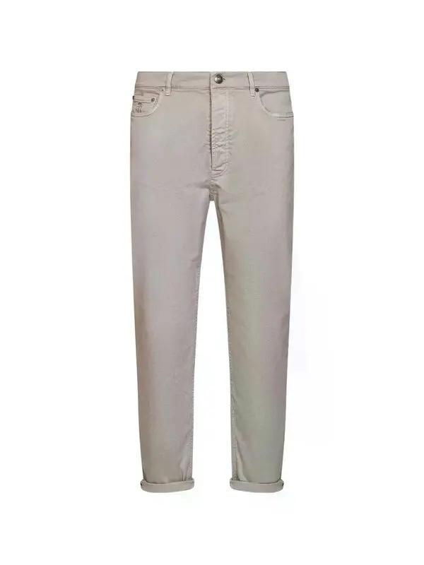 Brunello Cucinelli Garment-dyed Jeans With Embroidered Solomeo Crest - Neutrals