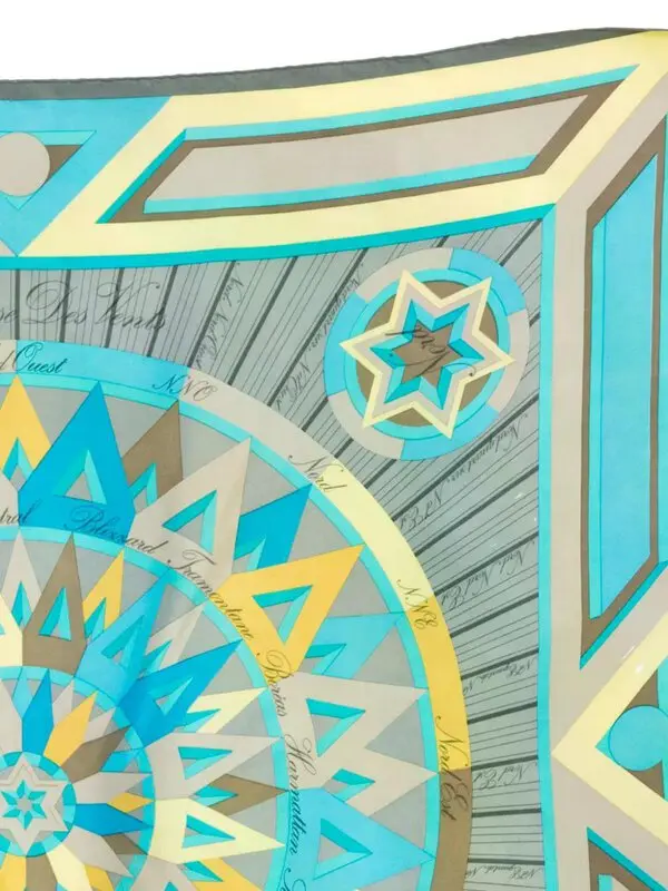 Hermès 2012 La Rose Des Vents Silk Scarf - Blue