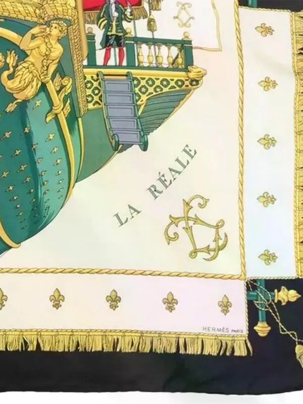 Hermès 1992 Vue Du Carrosse La Galère La Réale Silk Scarf - Neutrals