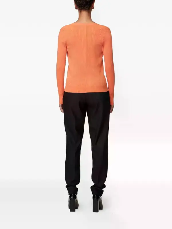Another Tomorrow Ribbed Knit V-neck Cardigan