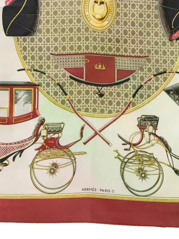 Hermès 1980 Les Voitures A Transformation Silk Scarf - Neutrals