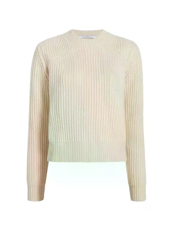 Another Tomorrow Ribbed Cashmere Crew Neck Sweater - Neutrals