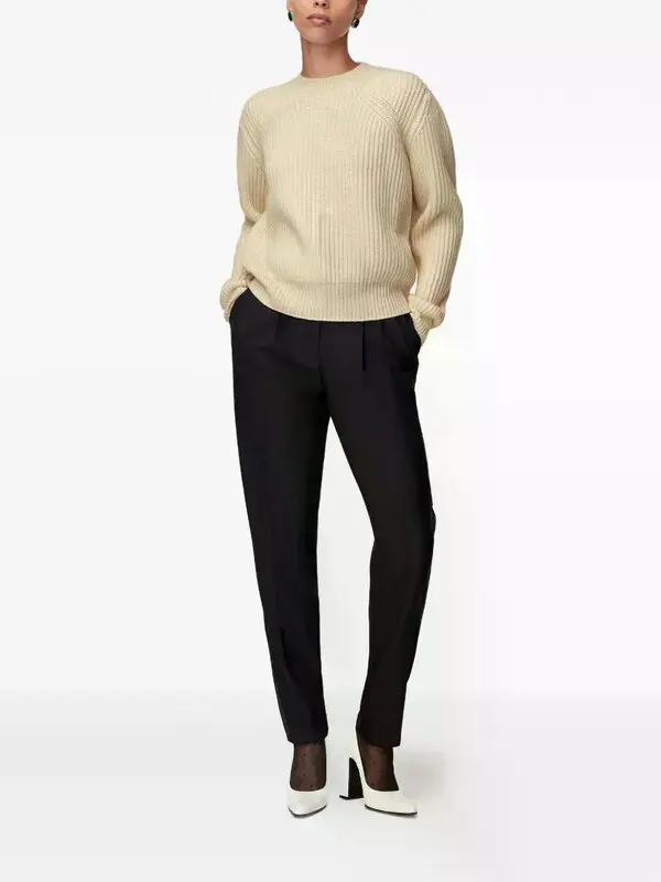Another Tomorrow Ribbed Cashmere Crew Neck Sweater